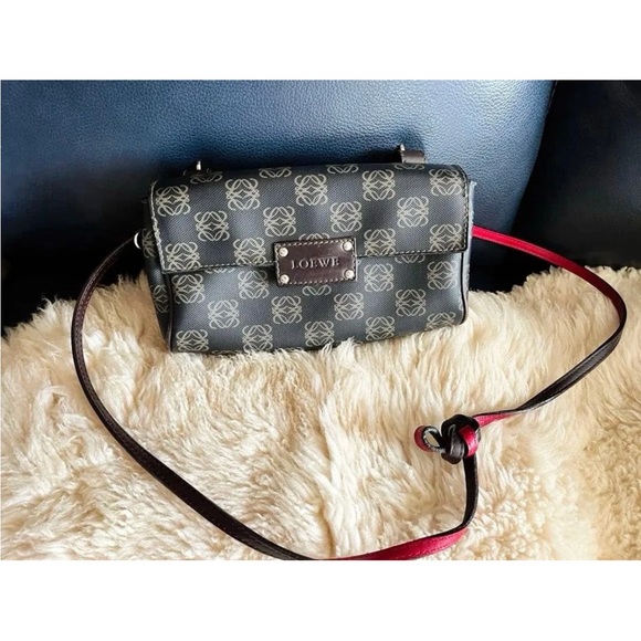 Loewe | Bags | Loewe Monogram Black And Red Crossbody Bag | Poshmark